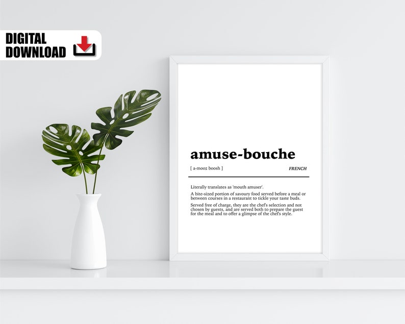 PRINTABLE Amuse Bouche Definition Print French Cooking - Etsy