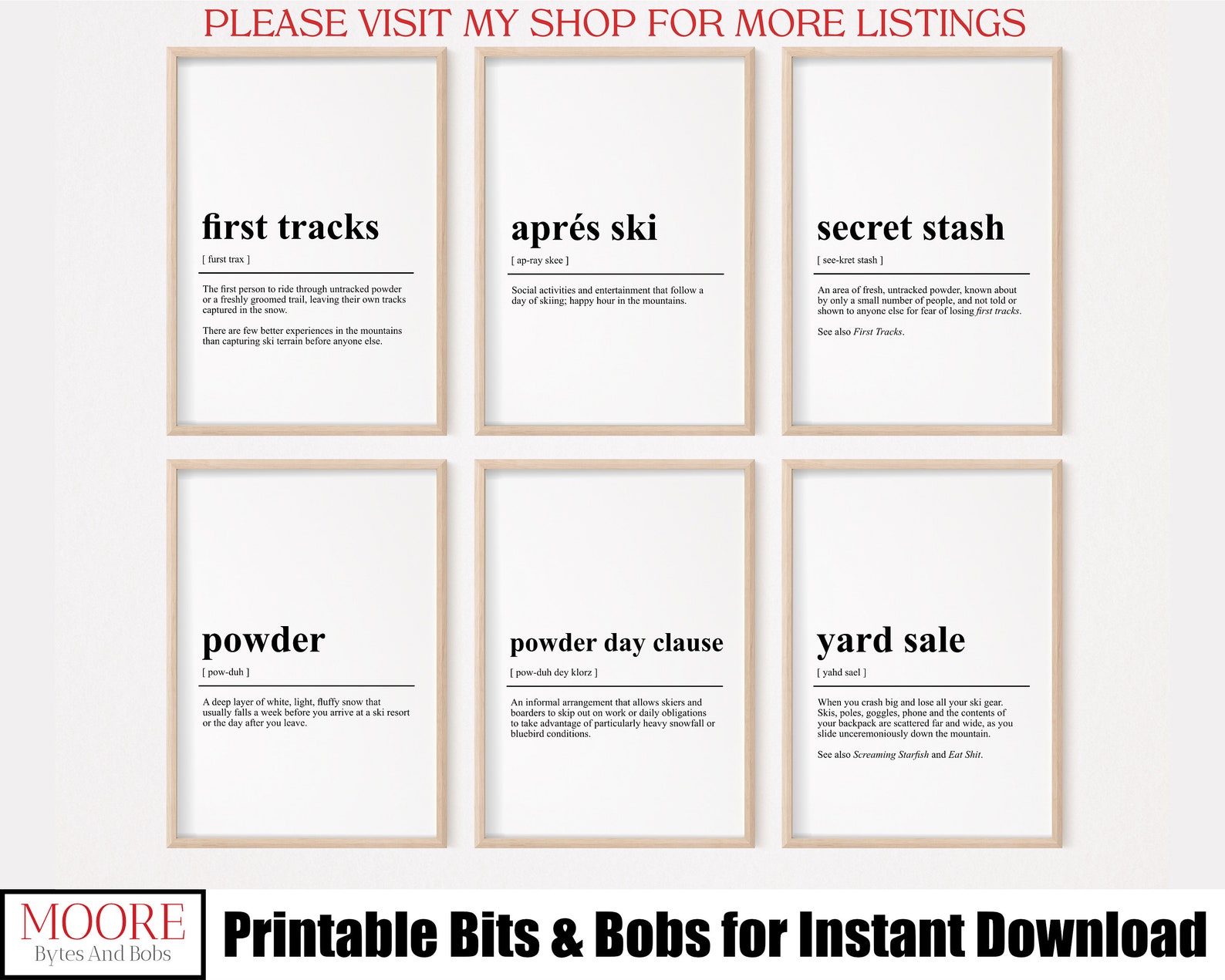Ski Bum Definition Print, Après Ski Party Decor, Ski Chalet Poster ...