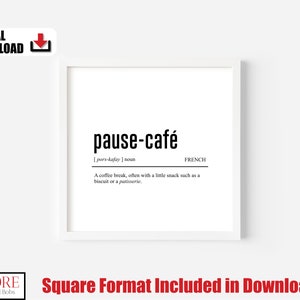 French Coffee Break Definition Print, Coffee Shop Poster, Printable ...