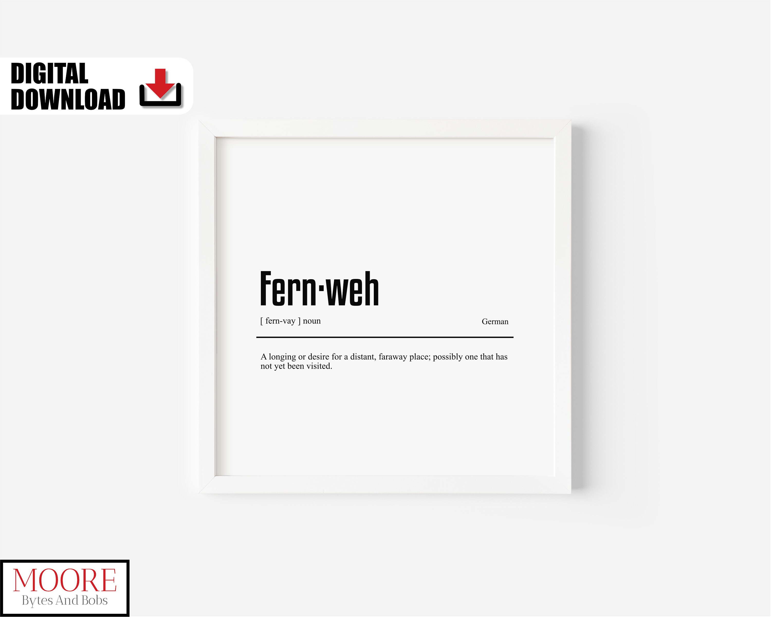 Fernweh Definition Print, Printable Vacation Home Decor, Adventure ...