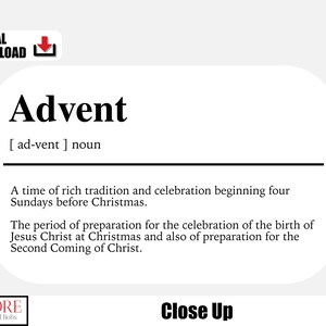 Christian Meaning of Advent Definition of Advent Print - Etsy