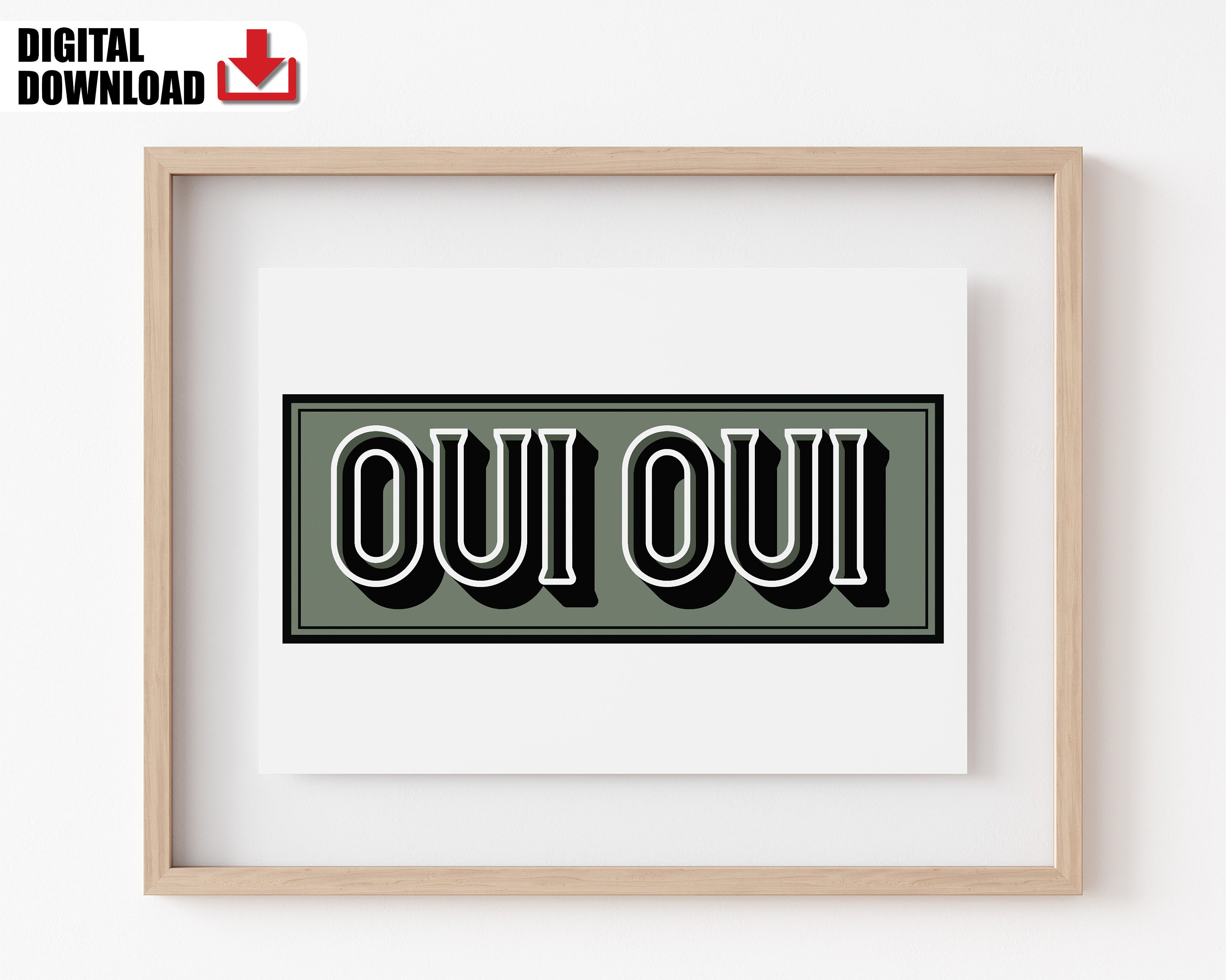 Horizontal Oui Oui Poster, Black White & Grey Wall Art for Bathroom ...