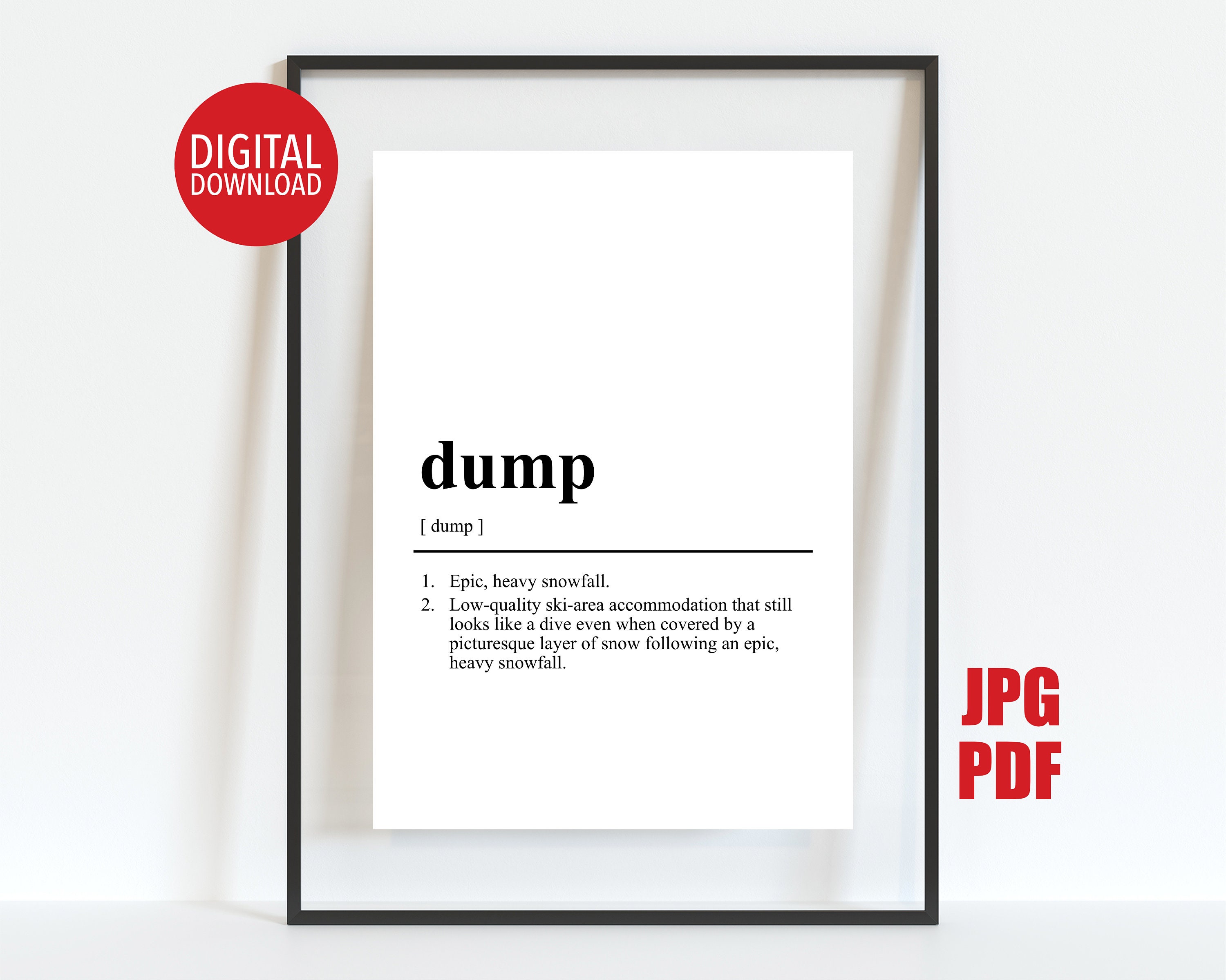 Funny Bathroom Print, Après Ski Digital Download, Snow Dump Definition ...