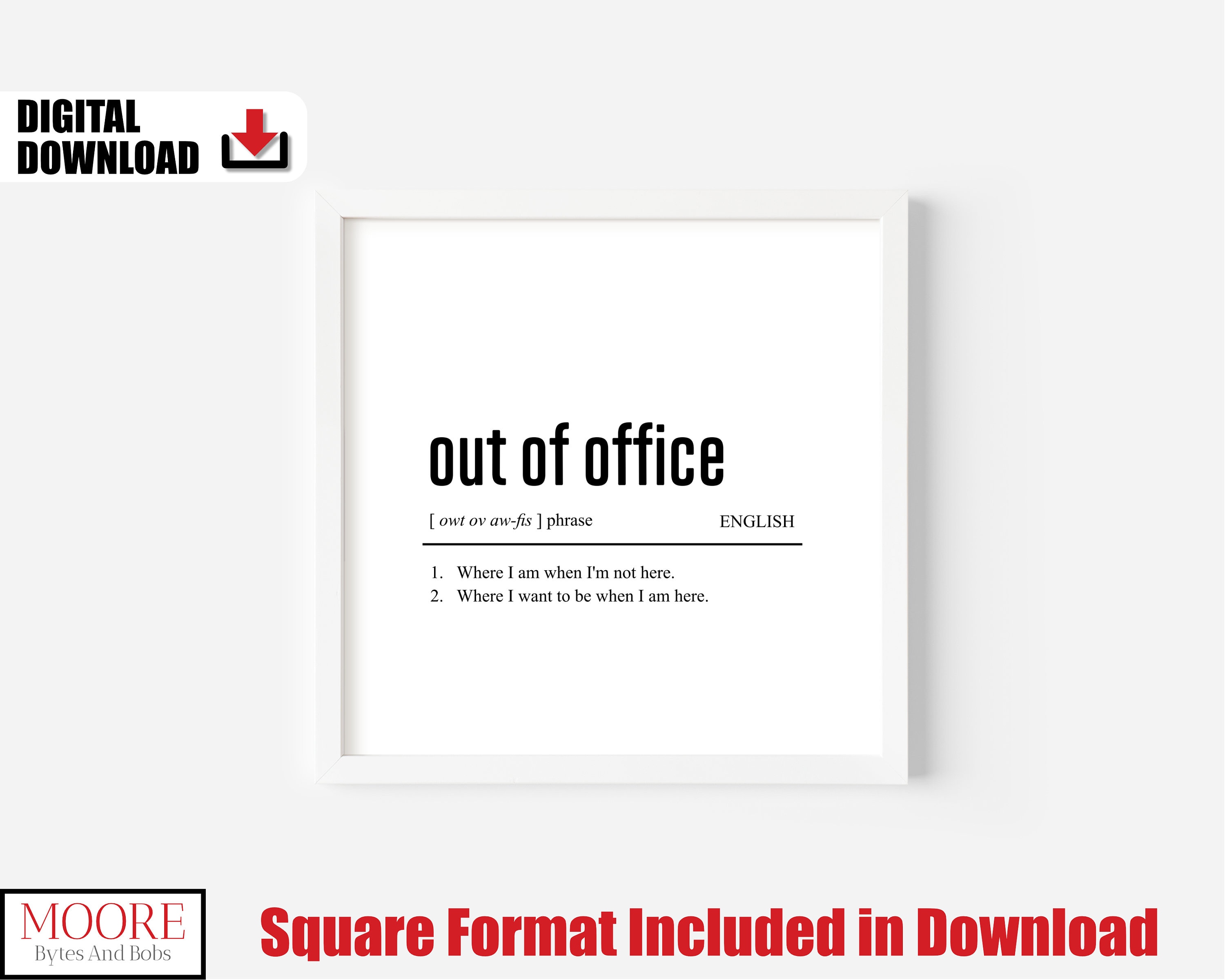 Out of Office Print, Printable Home Office Definition, Funny Desk Sign ...