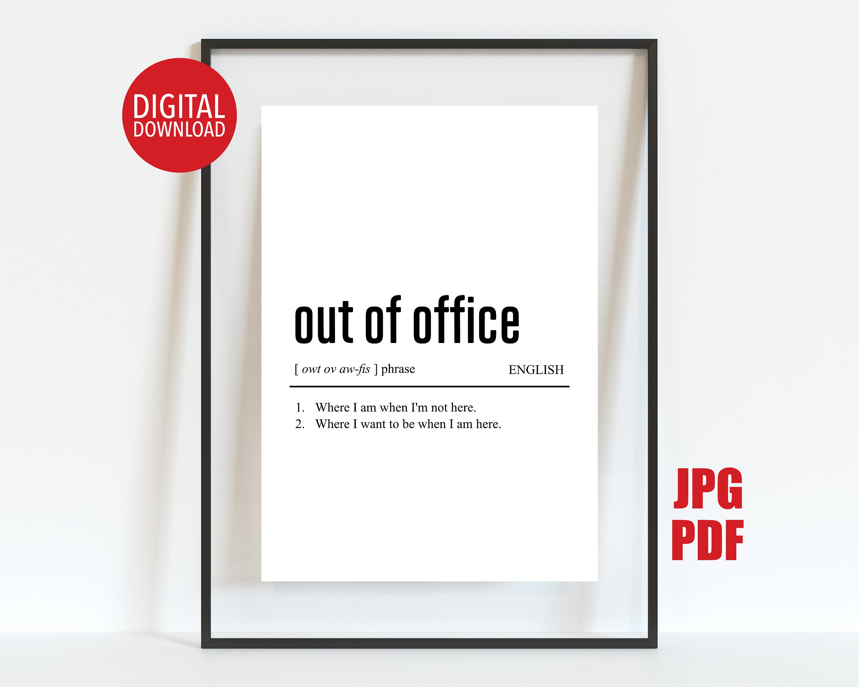Out of Office Print, Printable Home Office Definition, Funny Desk Sign ...