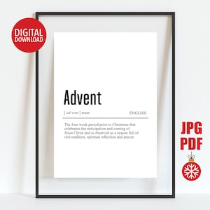 Christian Meaning of Advent, Definition of Advent Print, Holiday Decor ...