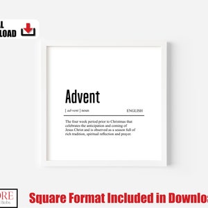 Christian Meaning of Advent, Definition of Advent Print, Holiday Decor ...