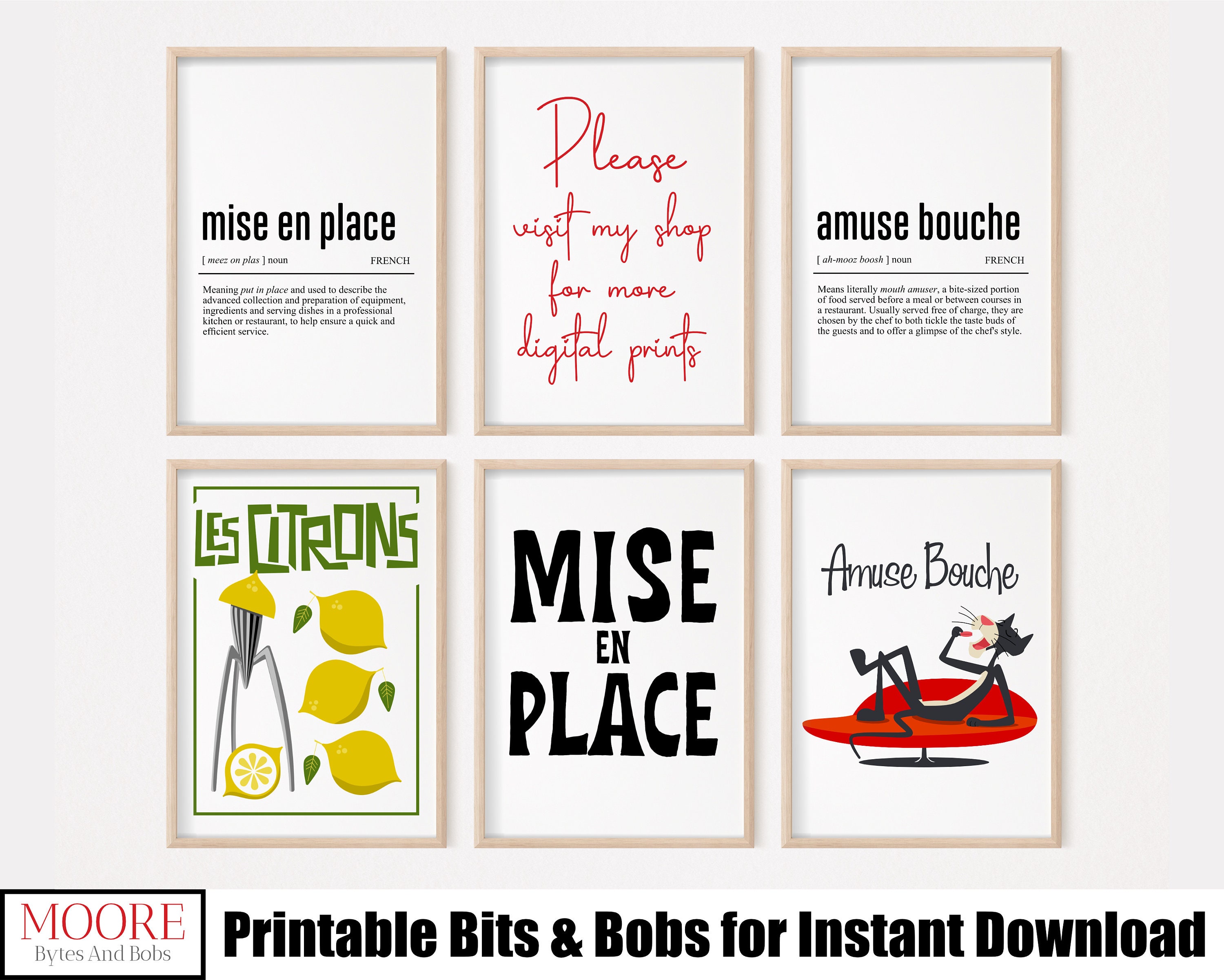 PRINTABLE Amuse Bouche Definition Print, French Cooking Saying, Kitchen ...