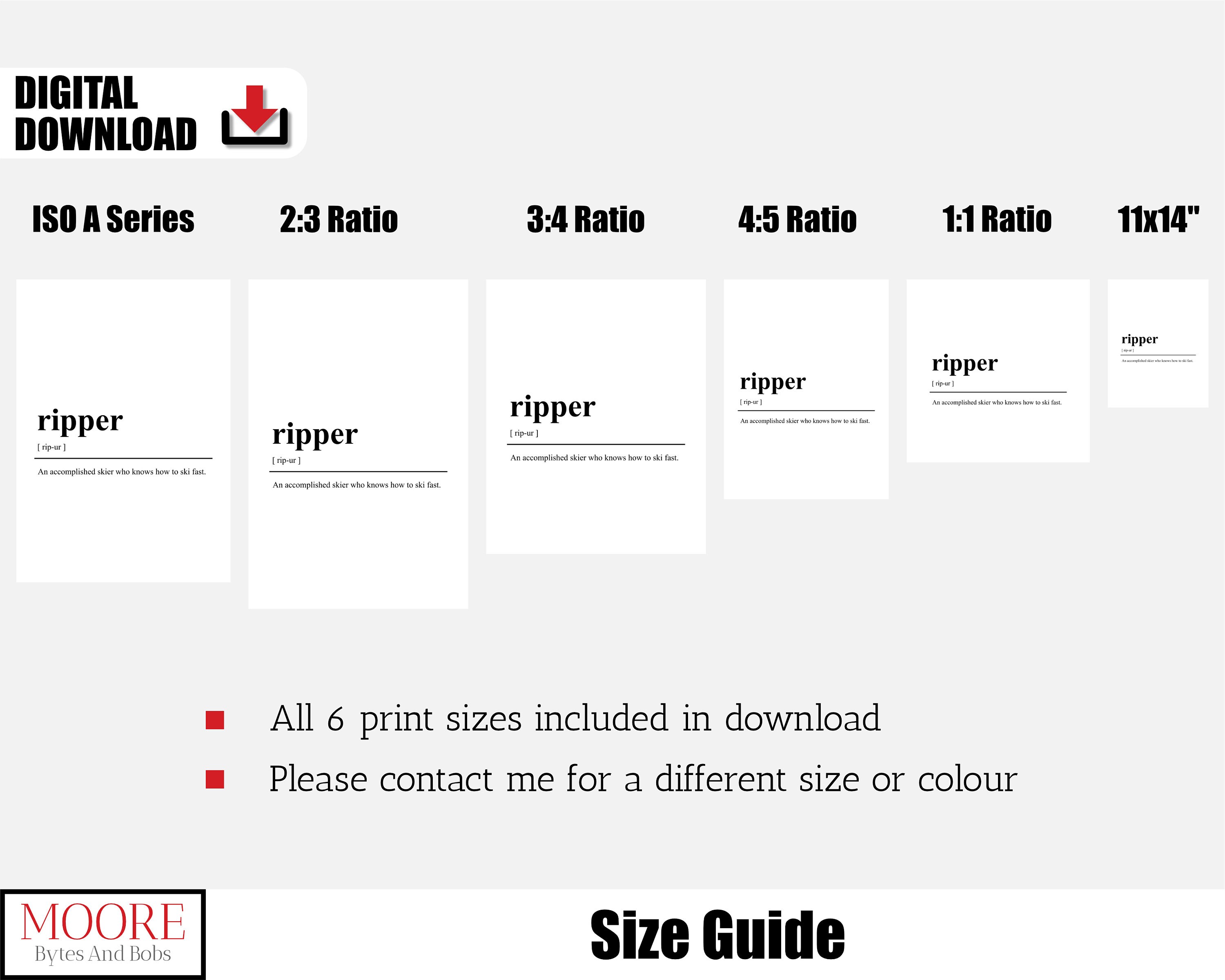 Ripper Definition Print, Ski Terminology Poster, Digital Download Gift ...