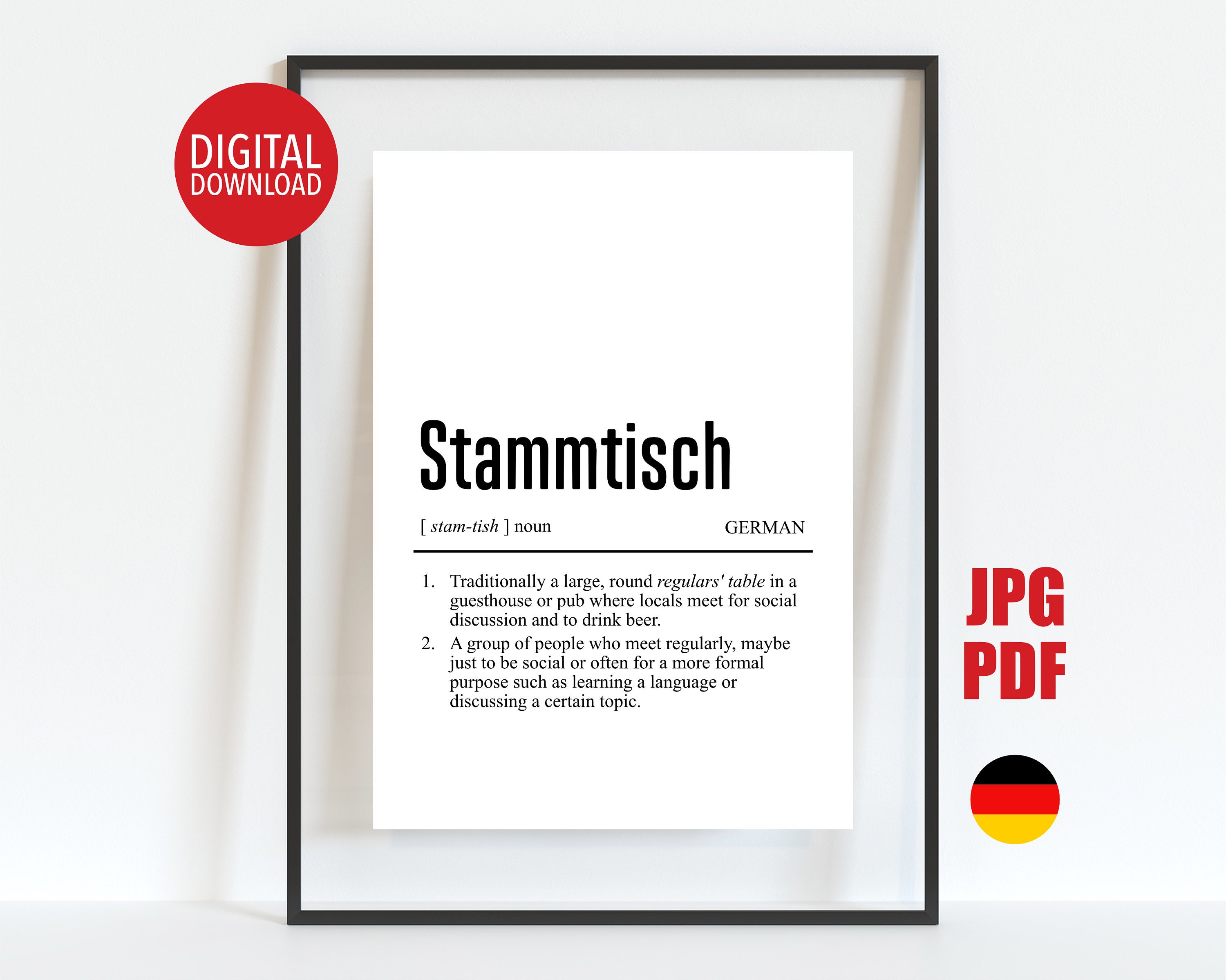 Stammtisch Definition Print, German Saying Decor, Austrian Travel ...