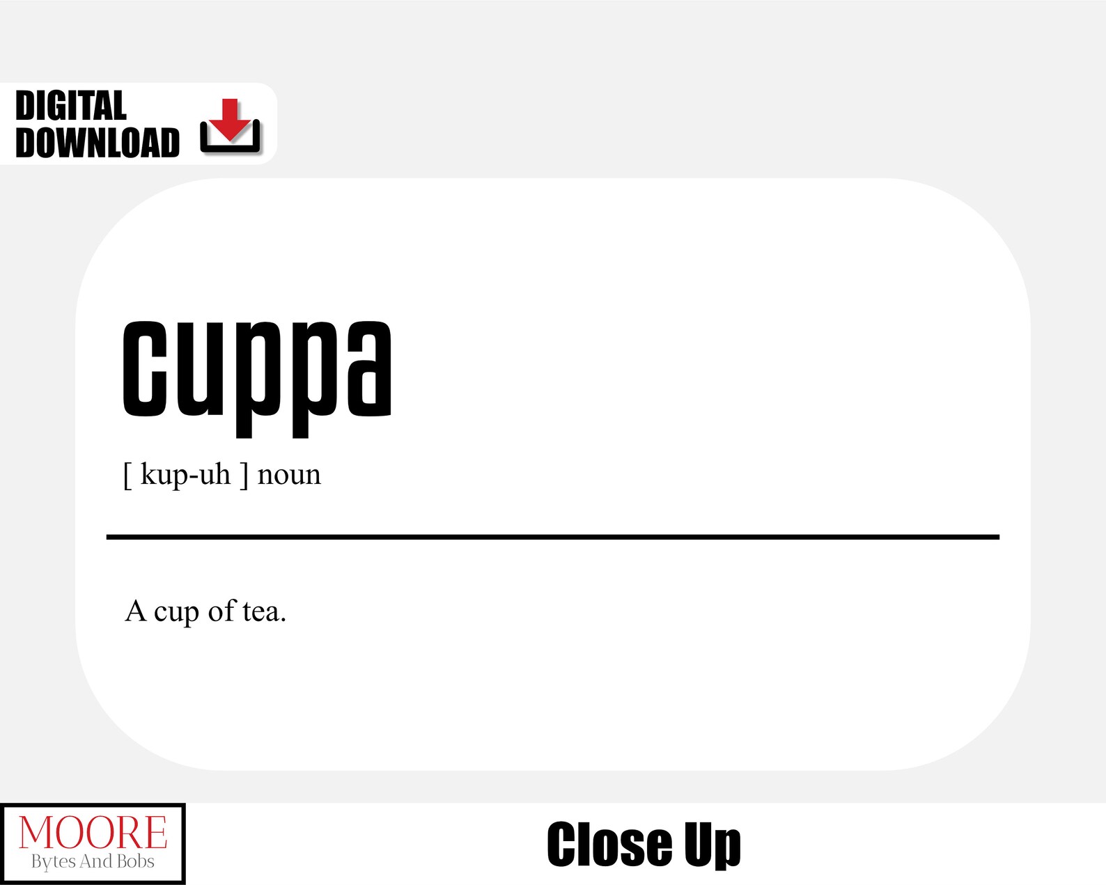 Cuppa Definition Print, British Slang Poster, Printable Wall Art for ...