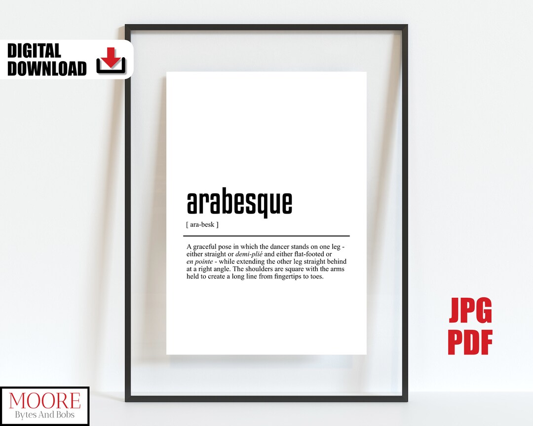 Arabesque Definition Print, Ballet Party Digital Download, Printable ...