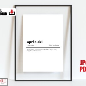 Apres Ski Definition Print Printable Ski Poster Aprés Ski - Etsy