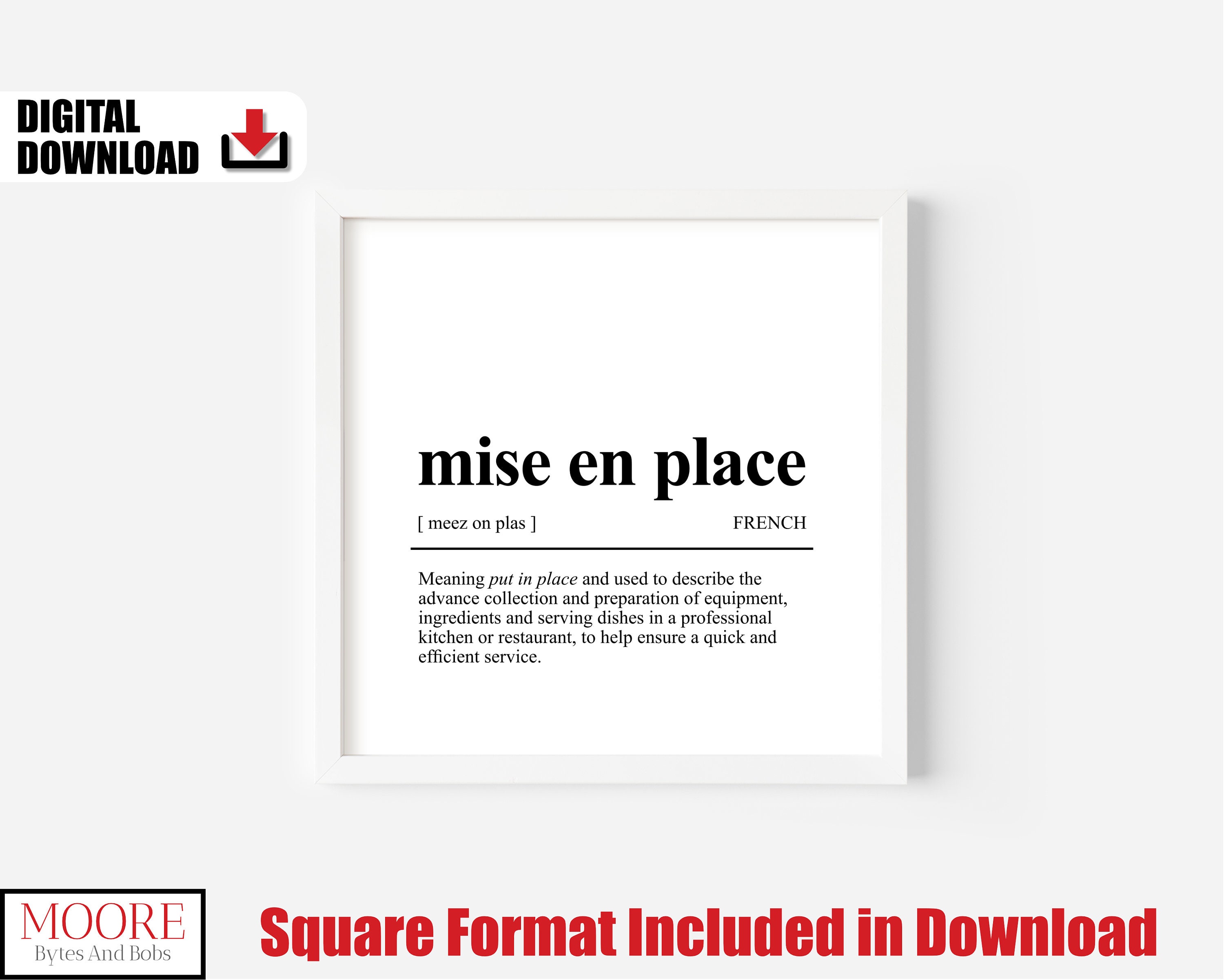 Mise En Place Definition Print Printable Sign French Kitchen - Etsy Canada