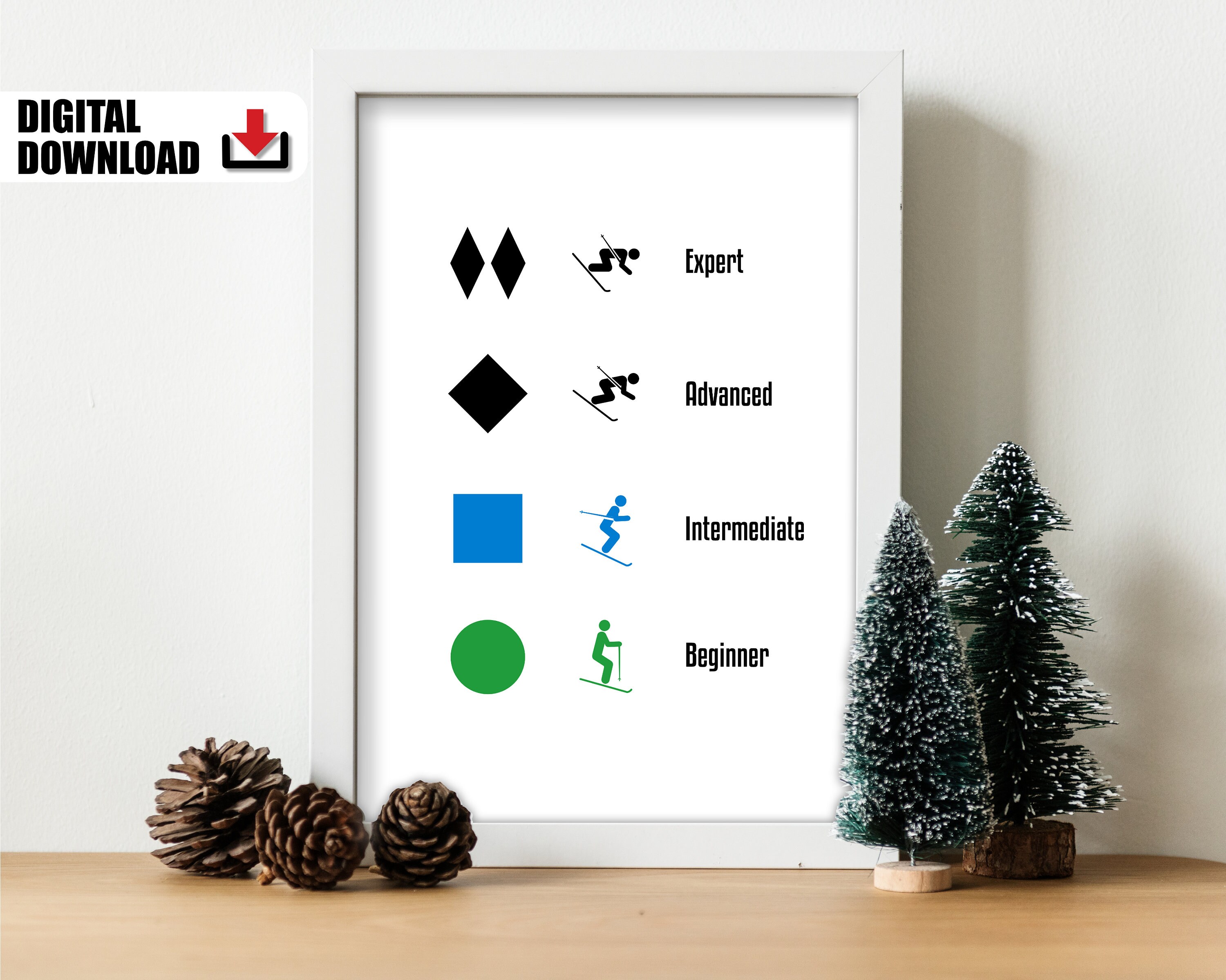 Ski Hill Symbol Printable Wall Art, Ski Run Levels Poster, Après Ski ...