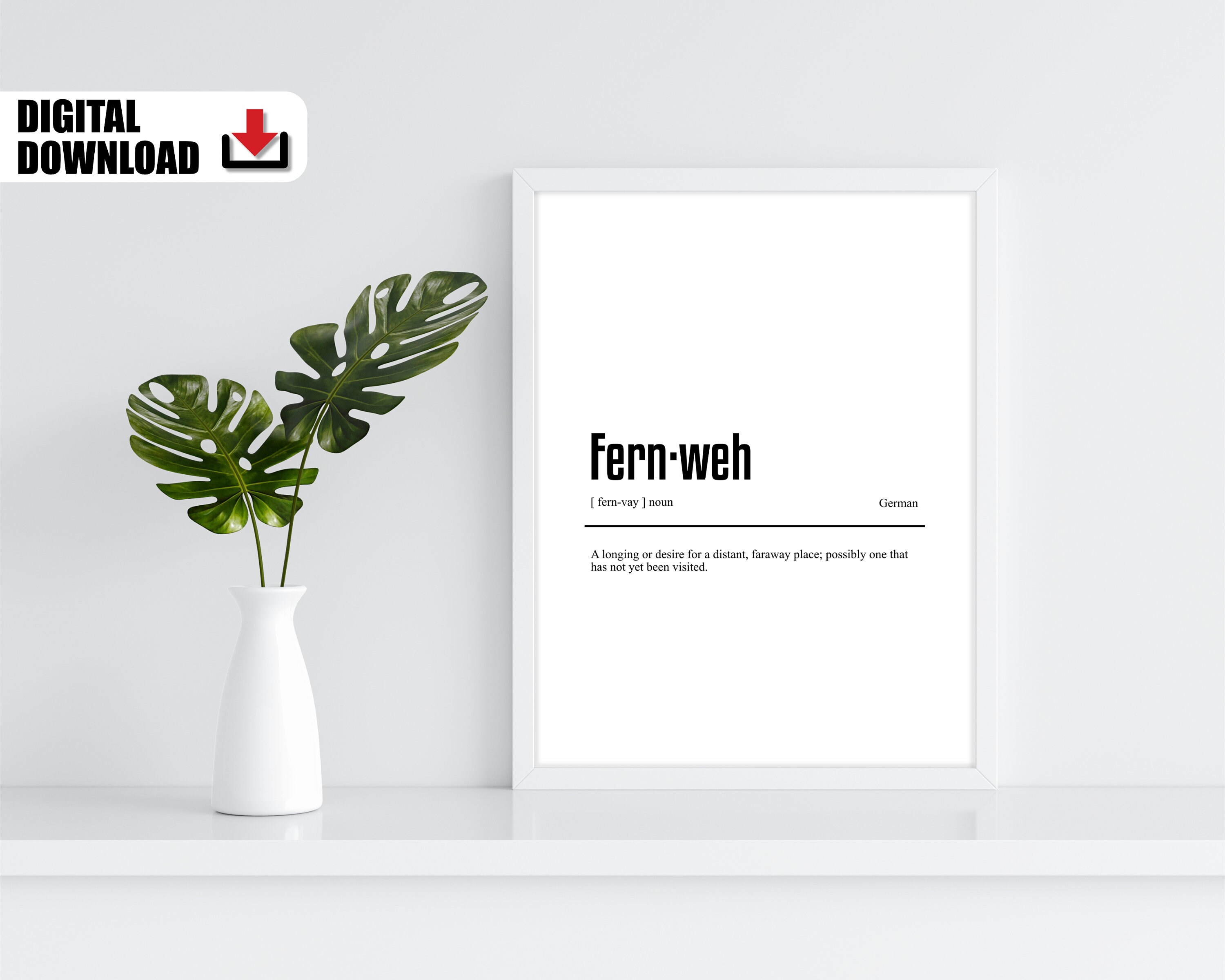 Fernweh Definition Print, Printable Vacation Home Decor, Adventure ...