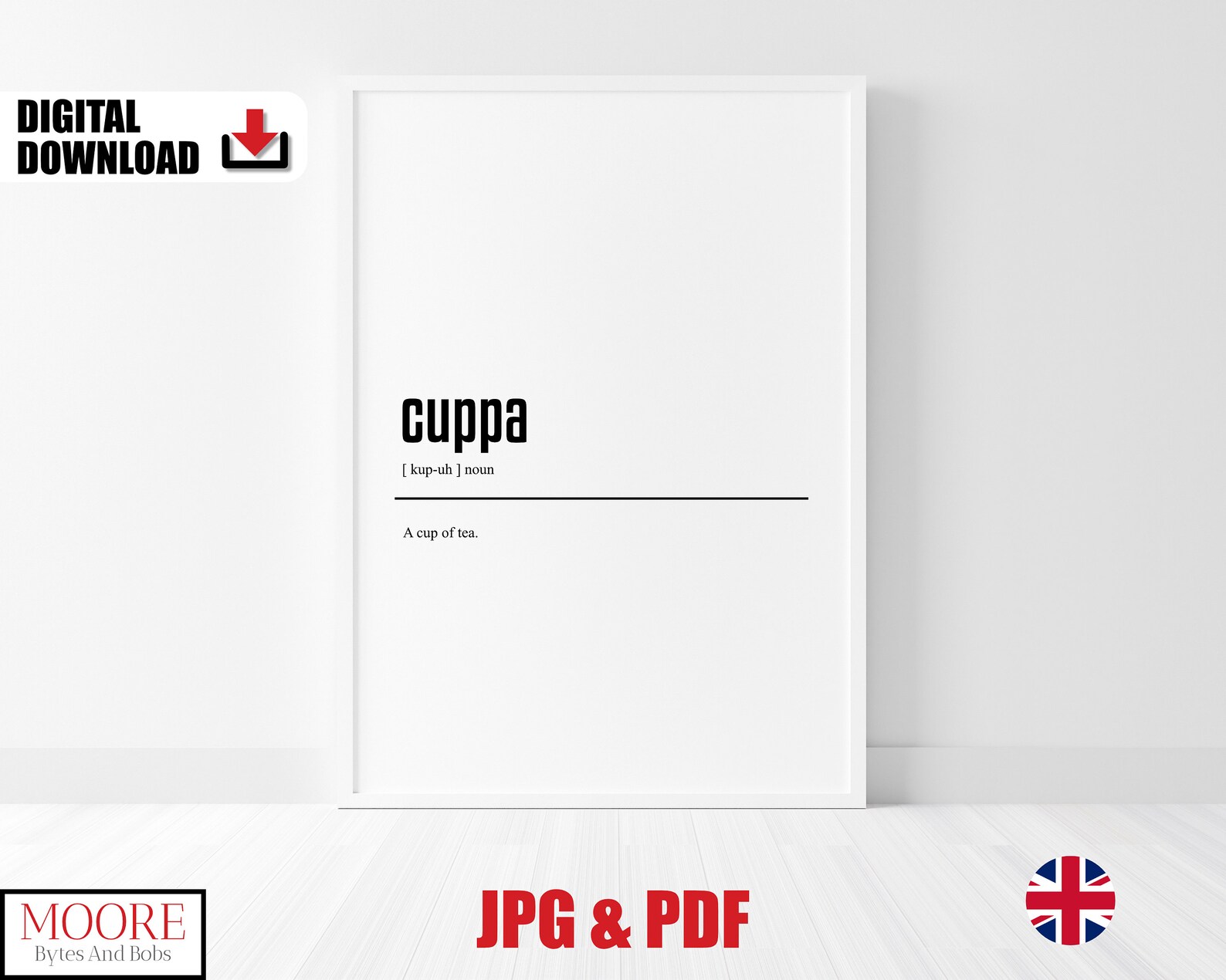 Cuppa Definition Print, British Slang Poster, Printable Wall Art for ...