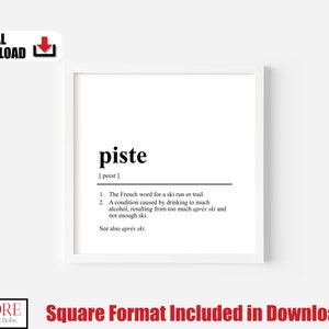 Piste Definition Print, Ski Chalet Printable Wall Art, Après Ski Party ...