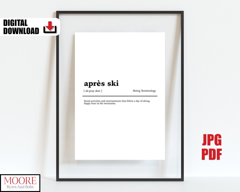 Apres Ski Definition Print Printable Ski Poster Aprés Ski - Etsy