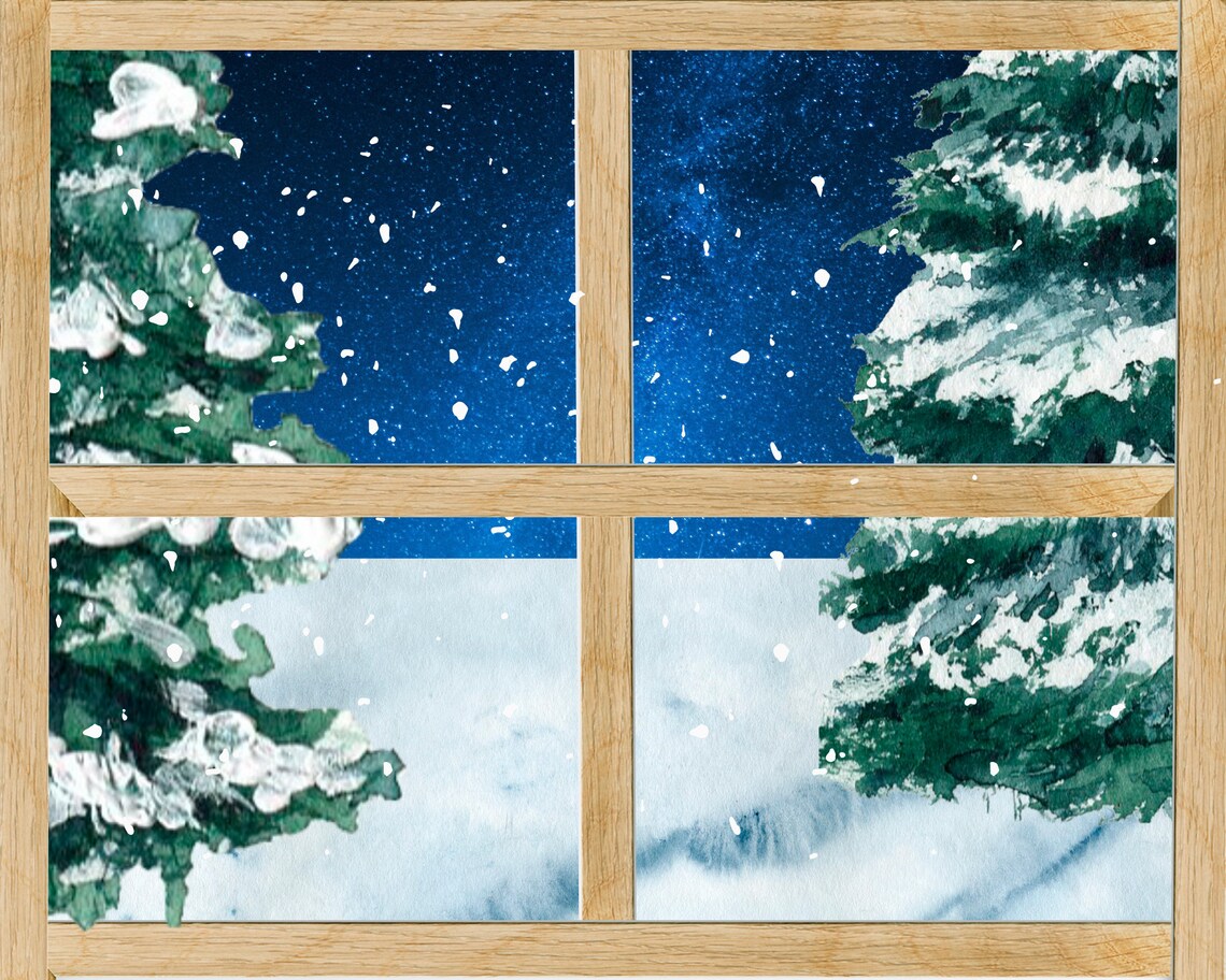 Winter Scene Through a Window Picture Snowy Trees Minimalist - Etsy UK