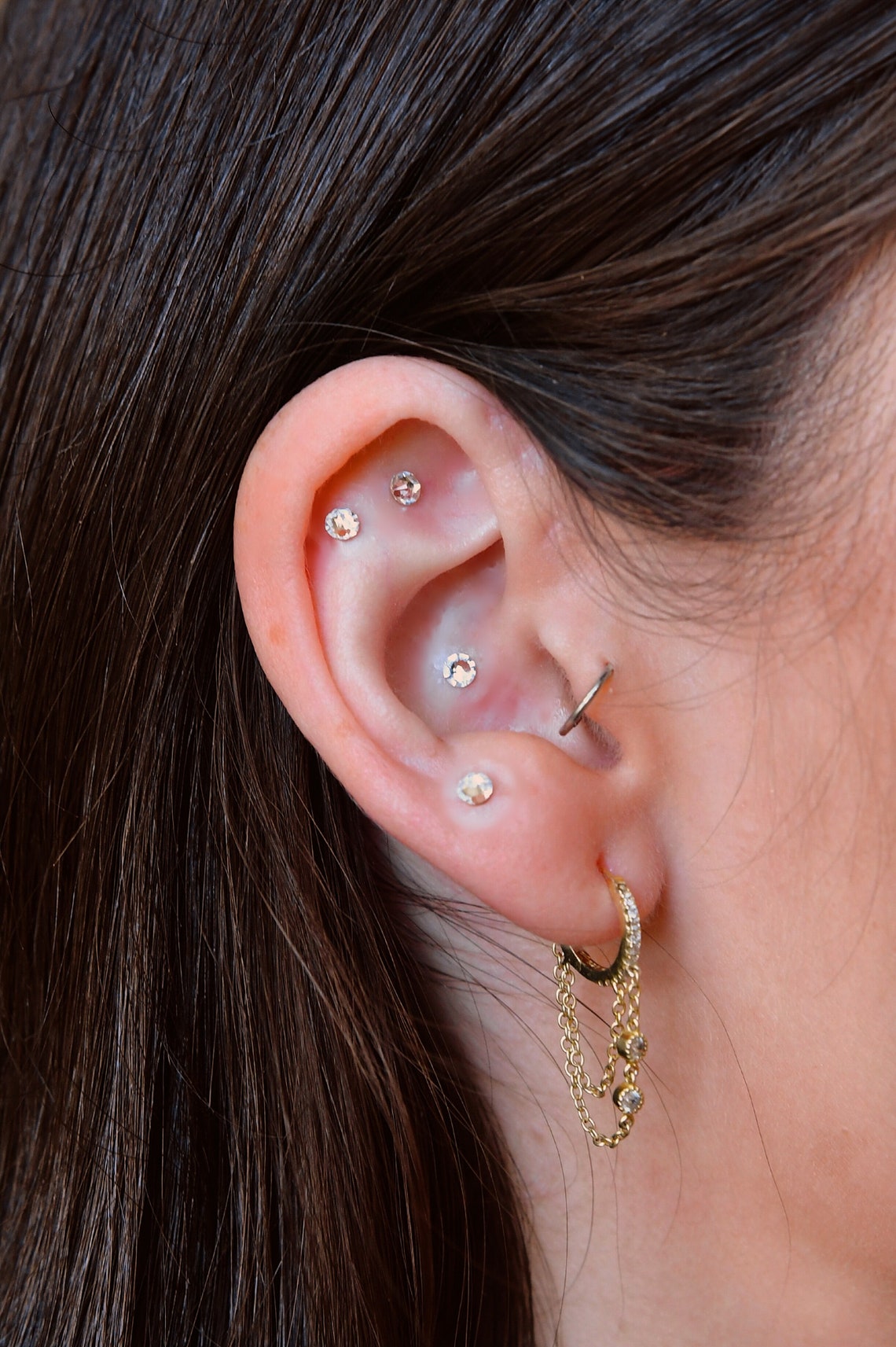 24k Gold And Swarovski Crystal Self Care Acupressure Ear Etsy