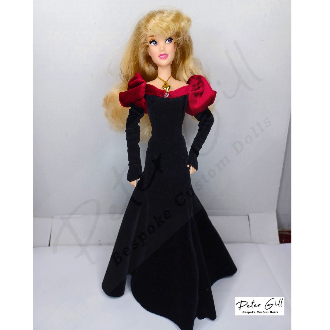 Swan Princess Odette Bridgette Black Swan Velvet Doll Dress Ooak Custom ...