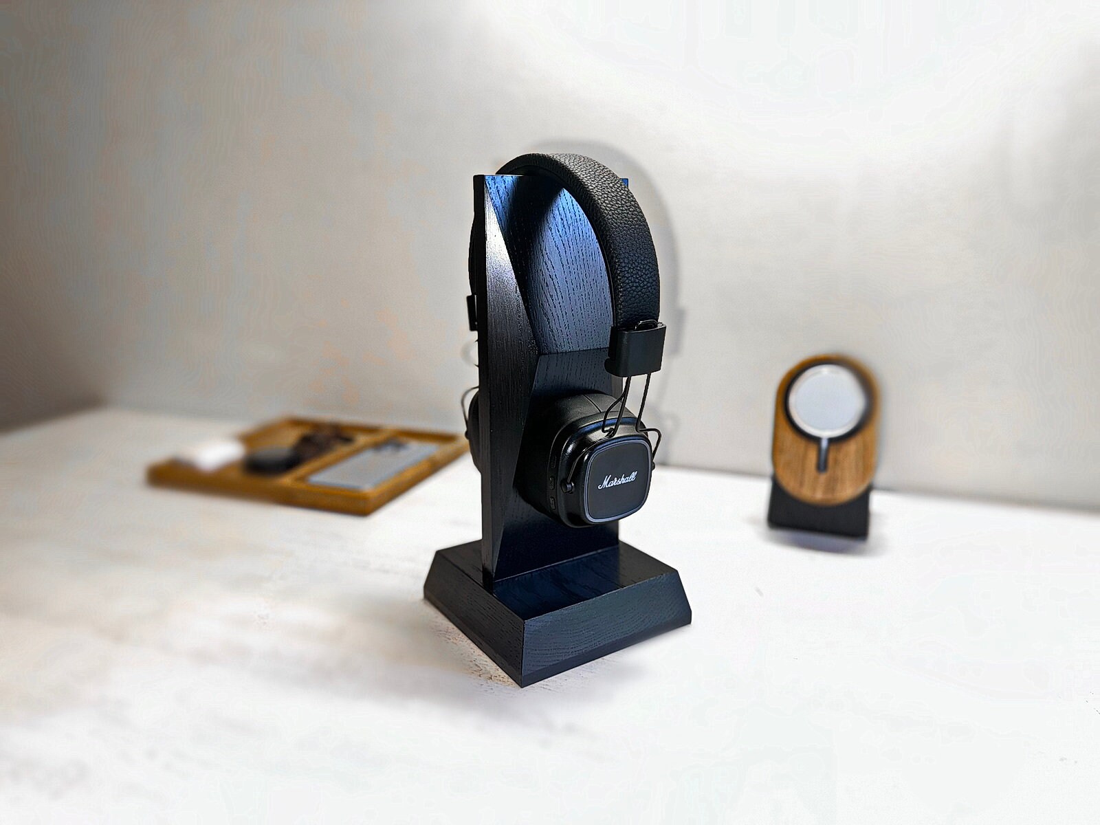 Headphone Stand Made of Natural Wood in Cybertech Style, Gaming Headset ...