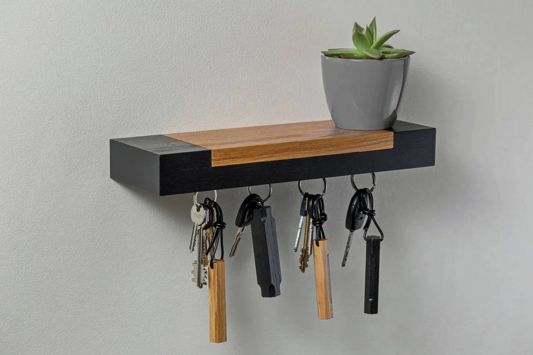 Black Hallway Shelf for Keys in the Hallway in a Scandinavian Style ...