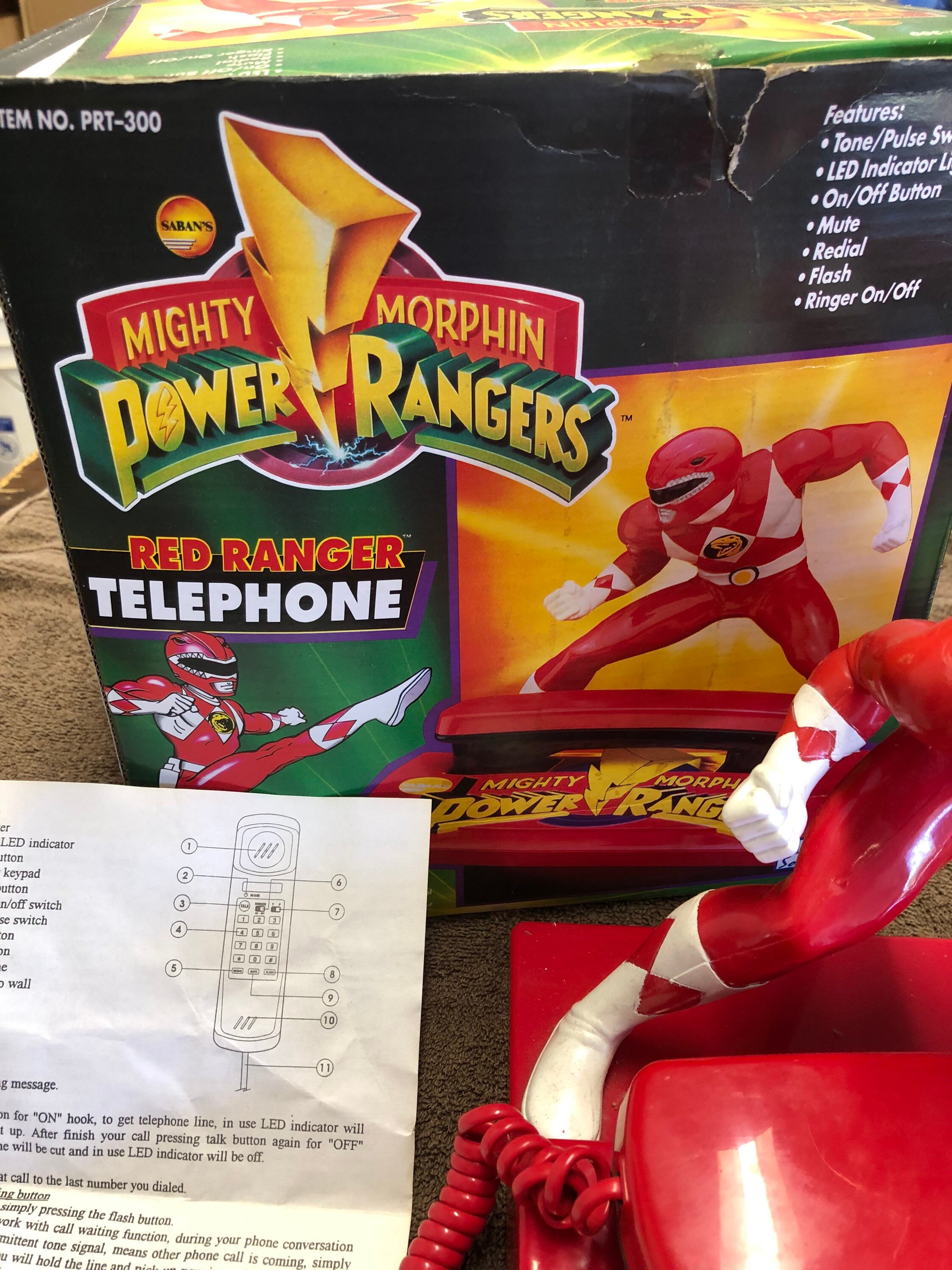 Sabans mighty morphin Power Rangers red ranger telephone | Etsy