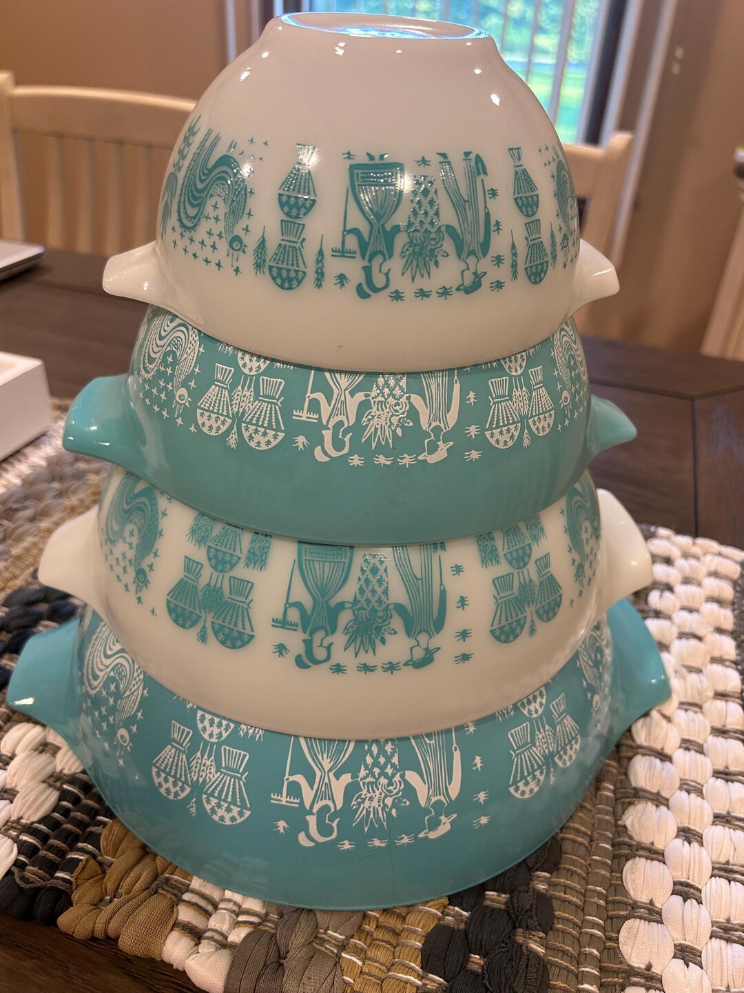 Vintage Pyrex Amish Butterprint 4 PC Cinderella Bowl Set 441 442 443 ...