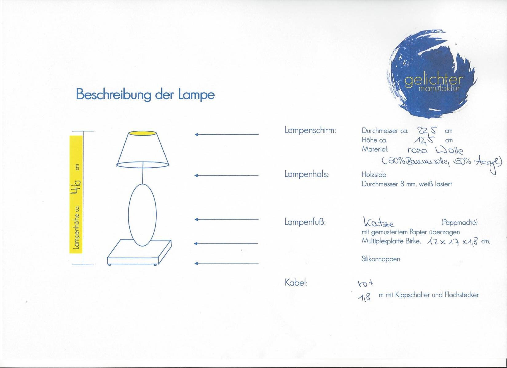 Lampe chat, lampe de table avec câble textile, idée cadeau individuelle ...