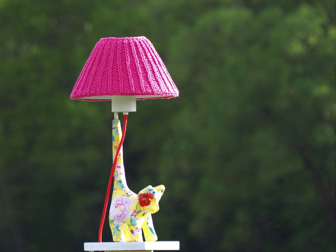 Lampe chat, lampe de table avec câble textile, idée cadeau individuelle ...