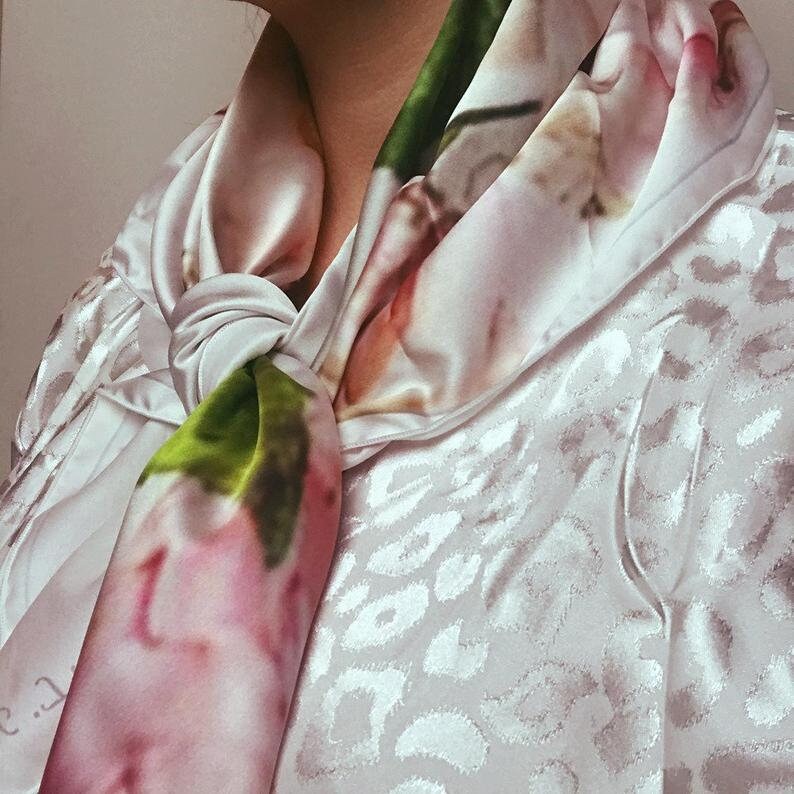 Grace Square Scarf, Pink Rose Scarf, Rose Scarf, Designer Scarf ...