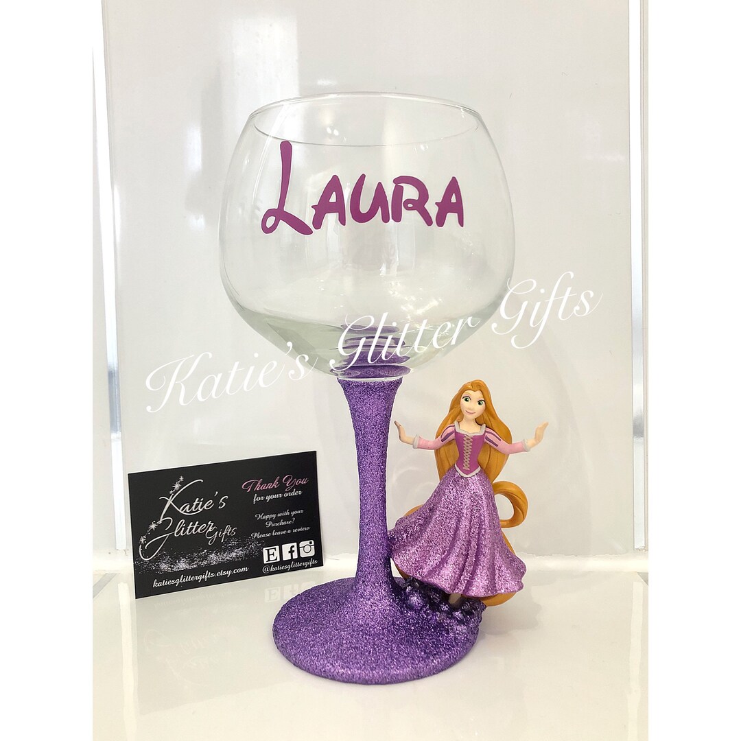 Handmade Rapunzel From Disney Tangled Glitter Wine or Gin Glass. You ...