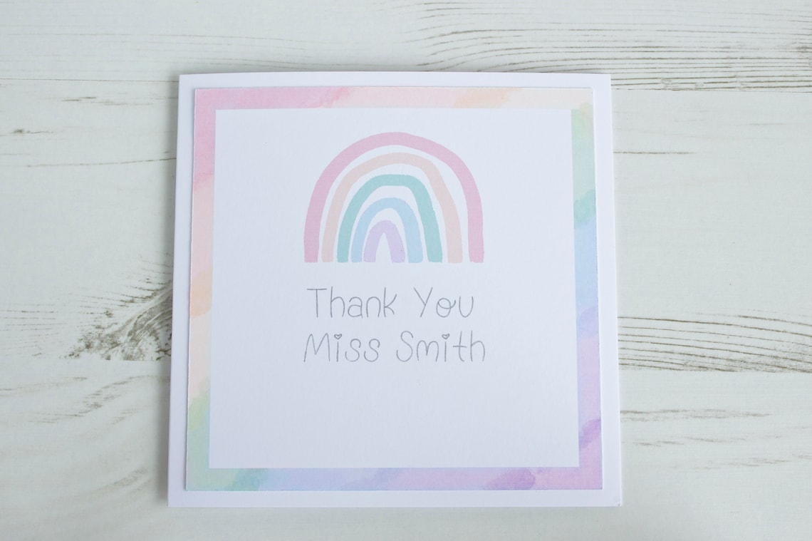 Personalised Rainbow Thank You Card. Teacher. Friend. Family. - Etsy UK