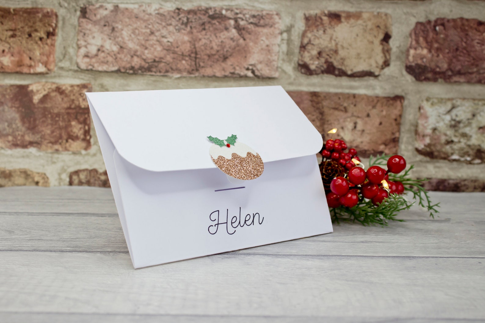 Handmade Personalised Christmas Pudding Gift Card Envelope/wallet ...