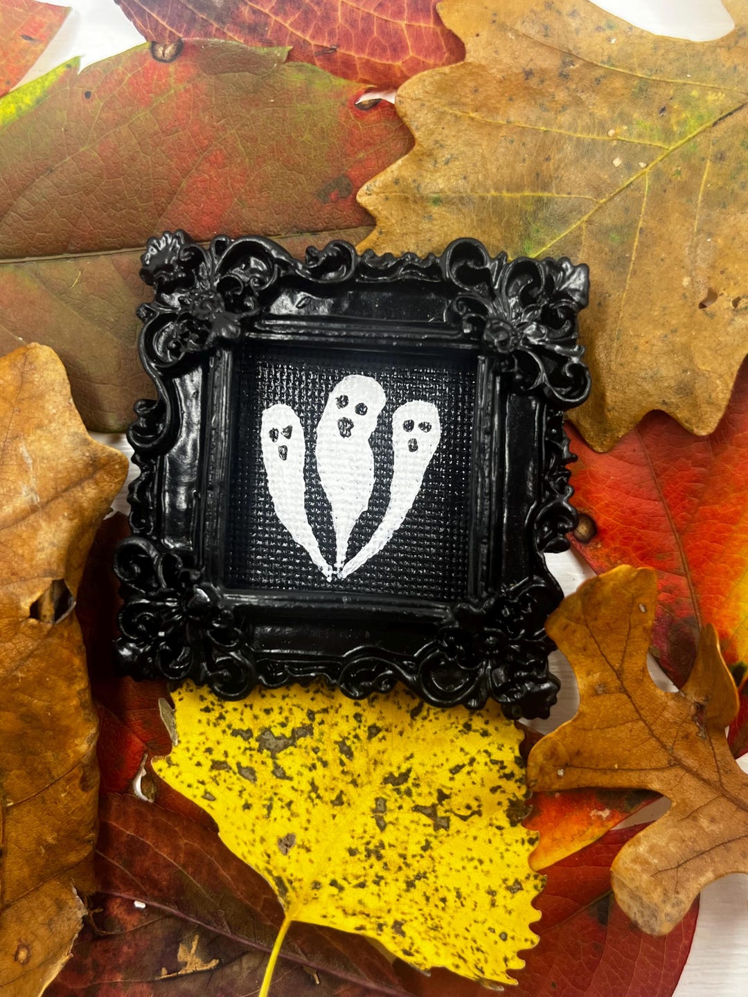 Miniature Painting- 3 Ghosts in Black Ornate Frame. Dollhouse Decor ...