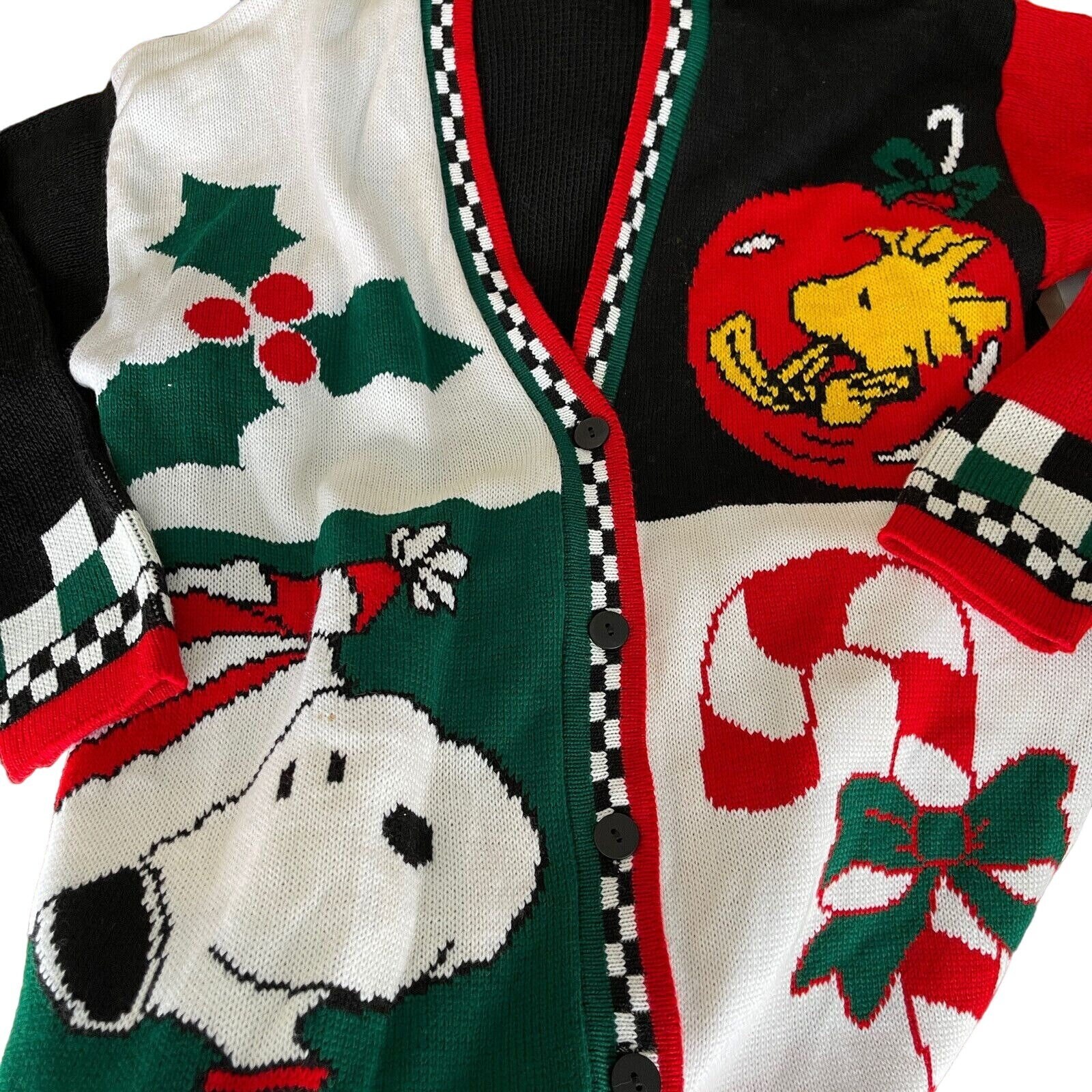 Snoopy and Friends Vintage Cardigan Grandpa Sweater Holiday Christmas ...