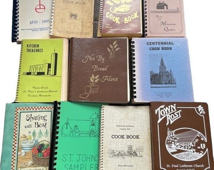 Church Cookbooks Spiral Bound Collection Set 11 Vintage 70s-90s Midwest ...
