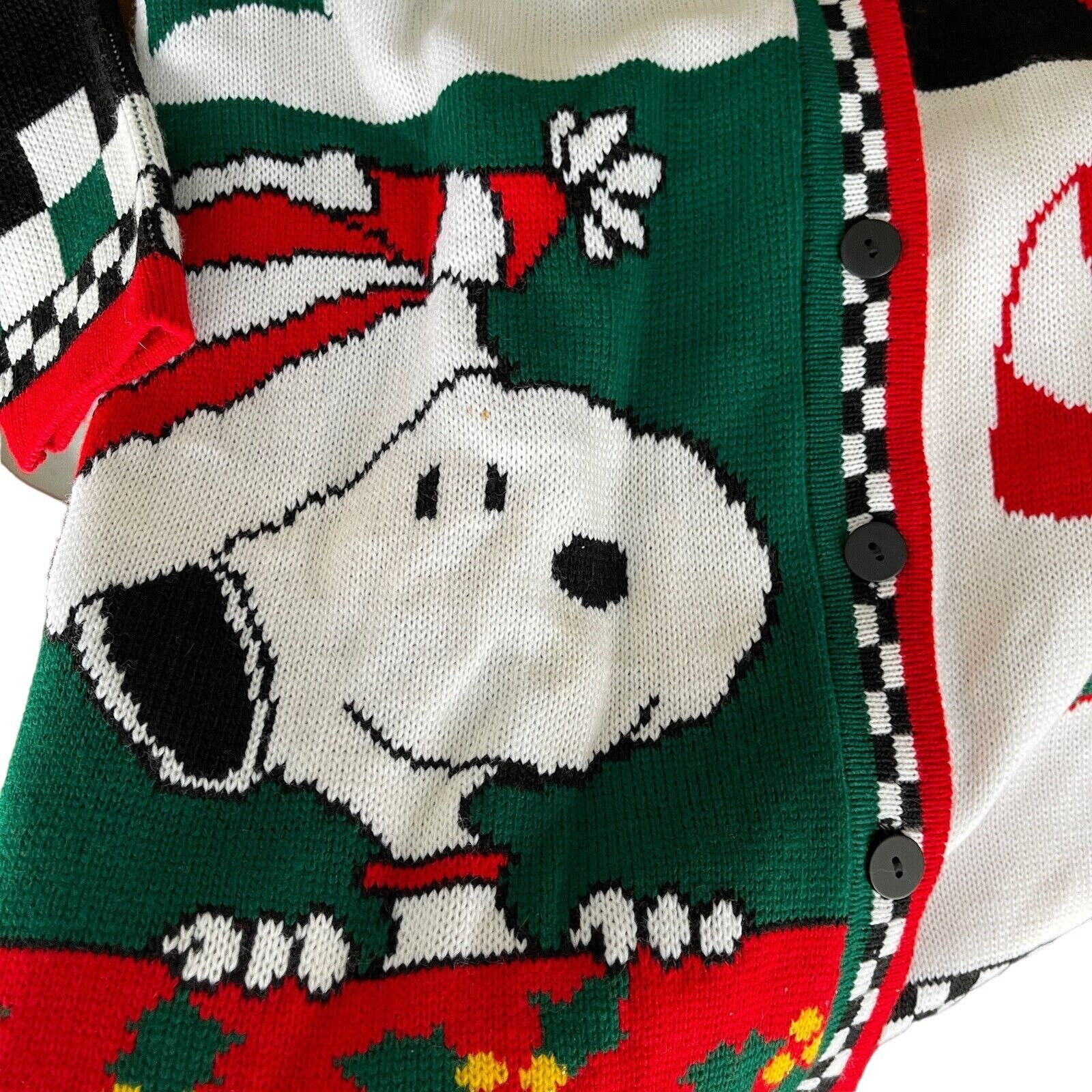 Snoopy and Friends Vintage Cardigan Grandpa Sweater Holiday Christmas ...