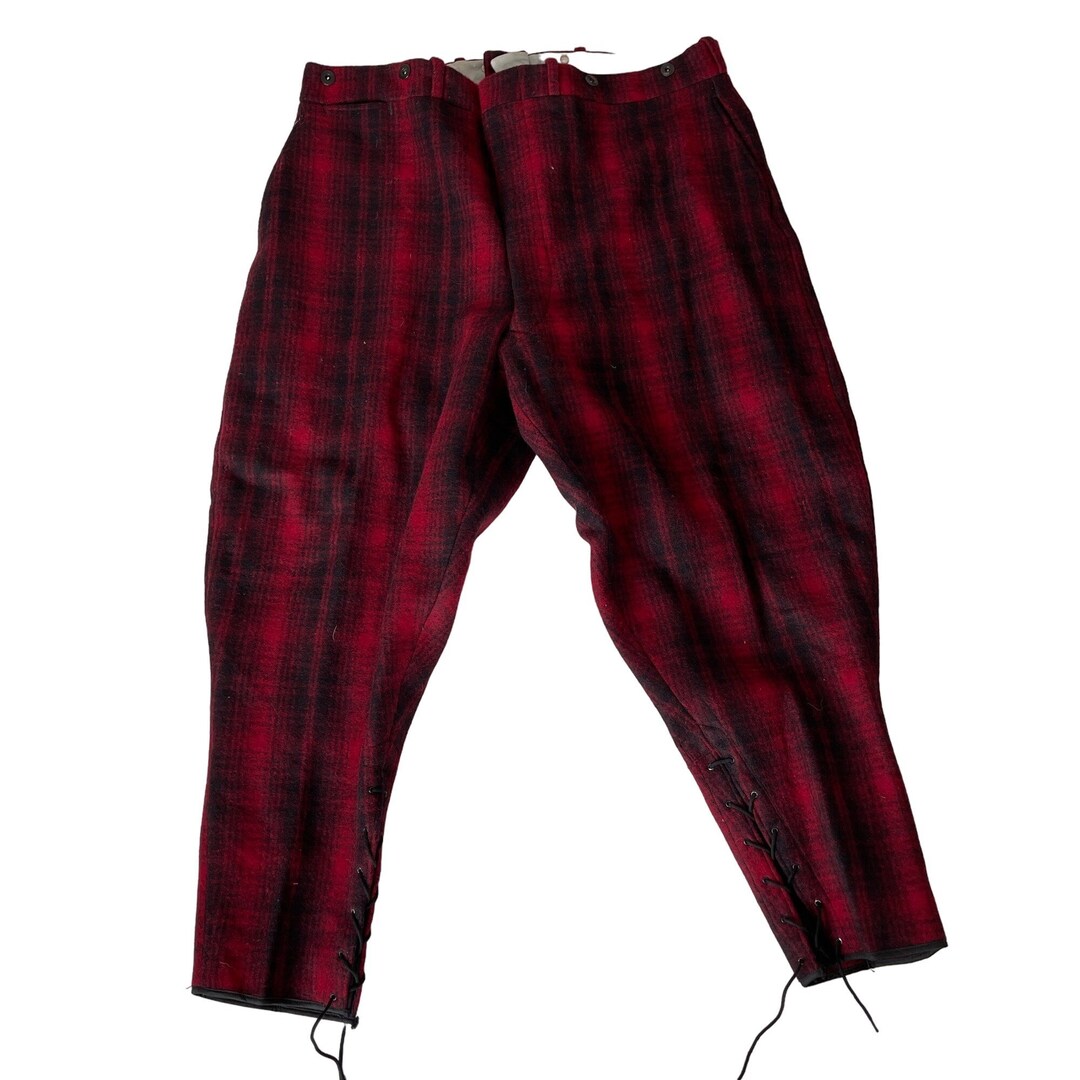 Woolrich Oxblood Mackinaw Plaid Hunting Pants Red Black Heavy Duty ...