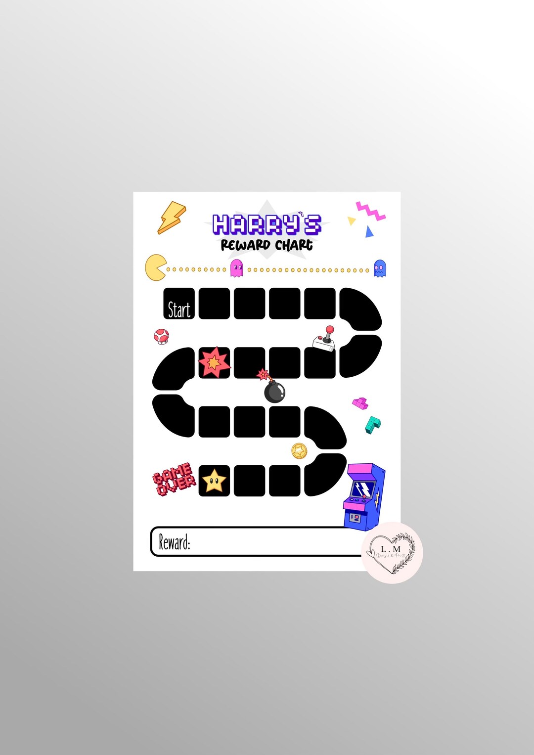 Personalised Retro Gaming Reward Chart, Printable Potty Training Reward ...