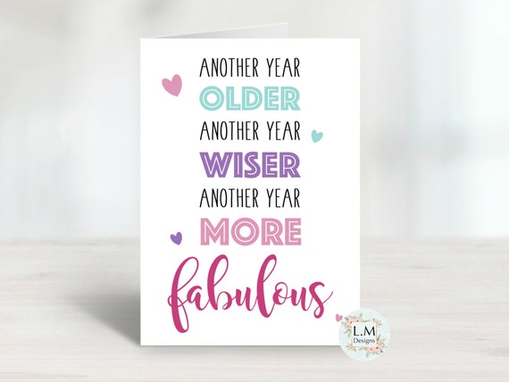 Another Year Older Birthday Card Another Year Wiser Birthday | Etsy
