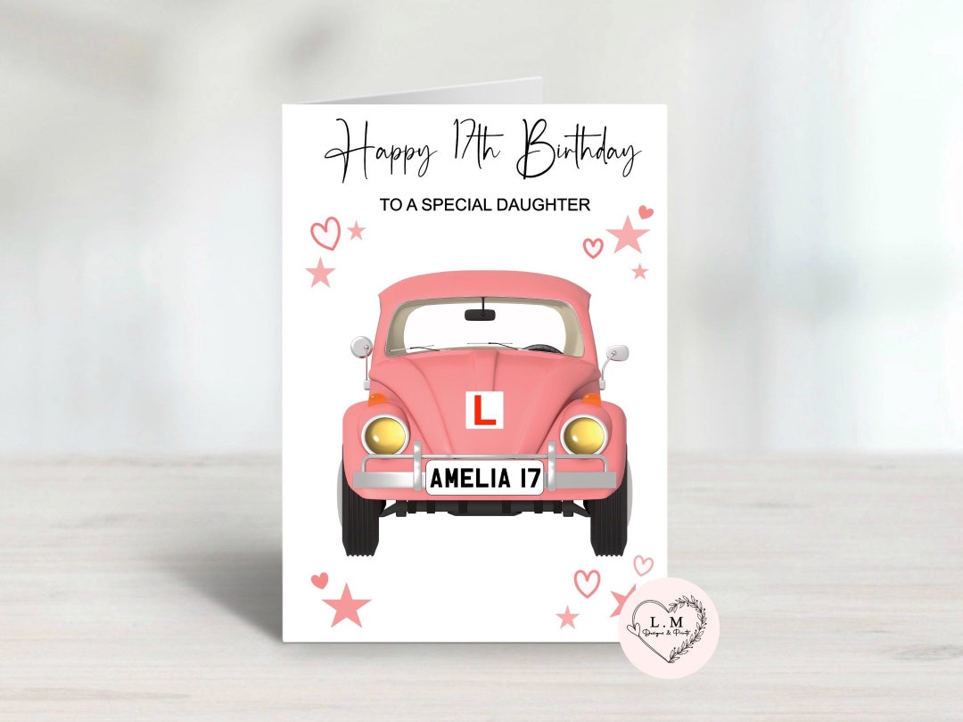 Birthday Card, Happy 17th Birthday, Driving Lesson Card, Learner Driver ...