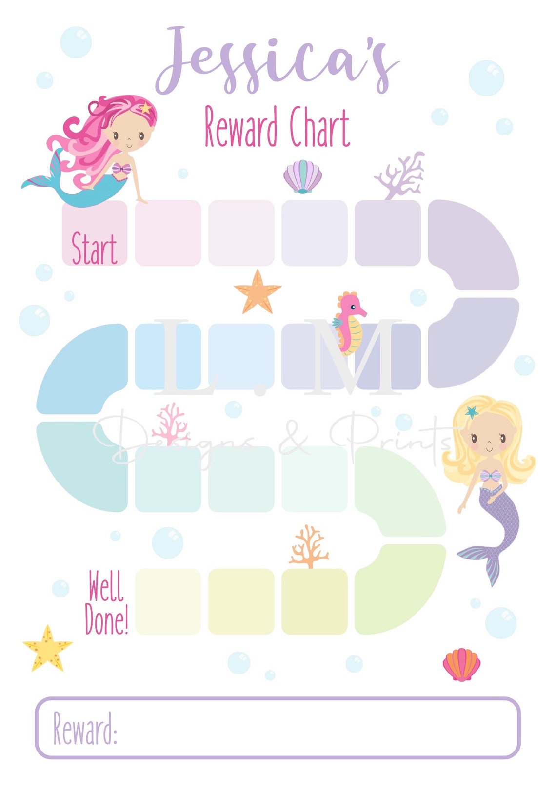 Personalised Mermaid Reward Chart Printable Homeschool - Etsy
