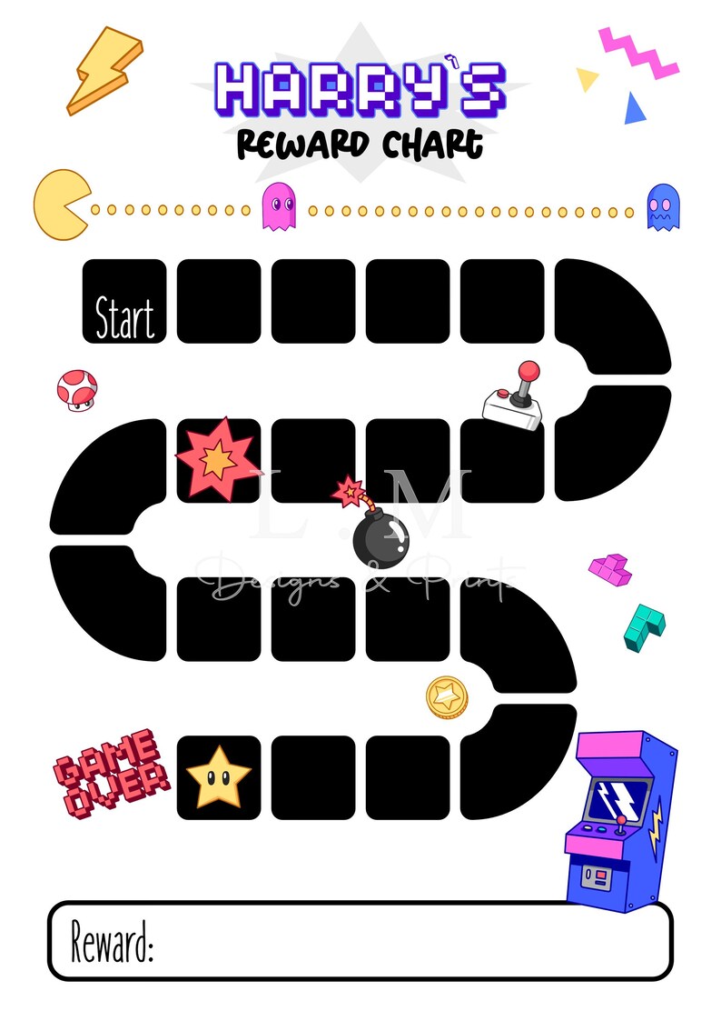 Personalised Retro Gaming Reward Chart Printable Potty - Etsy