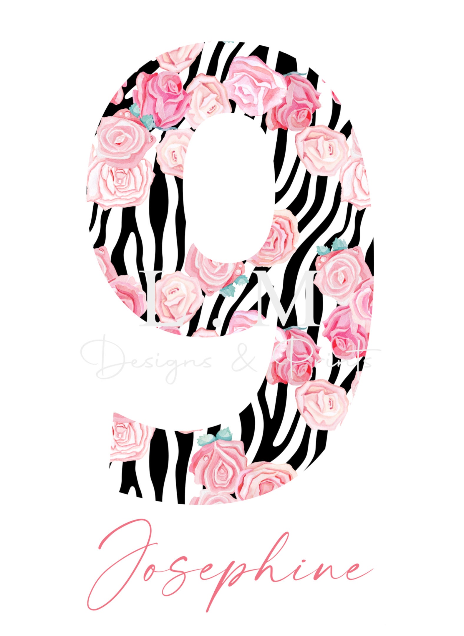 Girls Zebra Print Birthday Card Girls Animal Print Greeting - Etsy