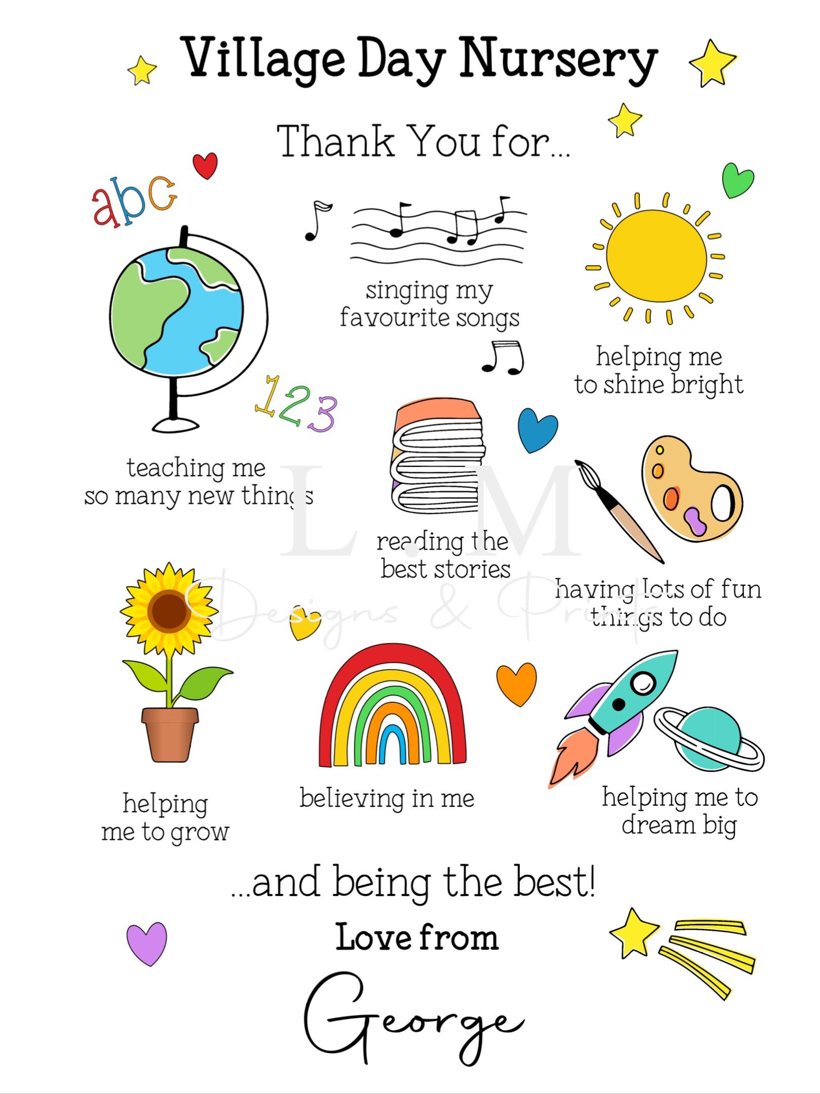 Thank You Card Nursery Leaver Preschool Leaver Teacher | Etsy UK