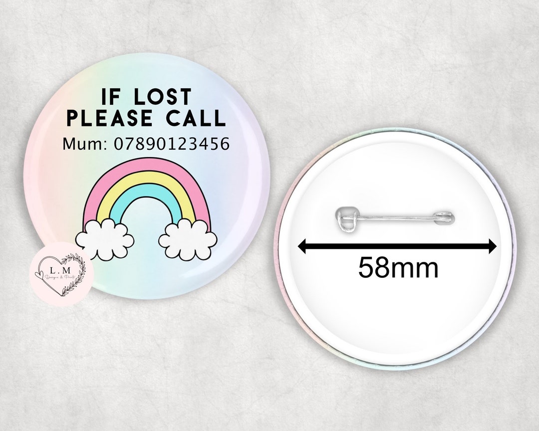 If Lost Badge, Childrens Badges, Day Out Badge, Emergency Contact ...