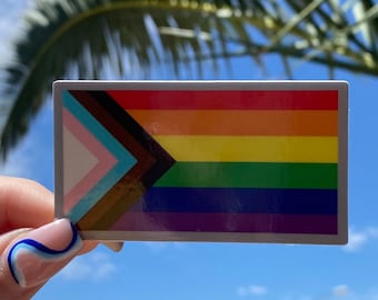 Inclusive Pride Flag Sticker Progress Pride Bumper Sticker LGBT Flag ...